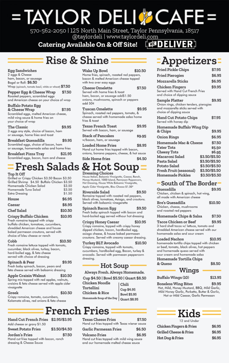 Taylor Deli | Deli Menu