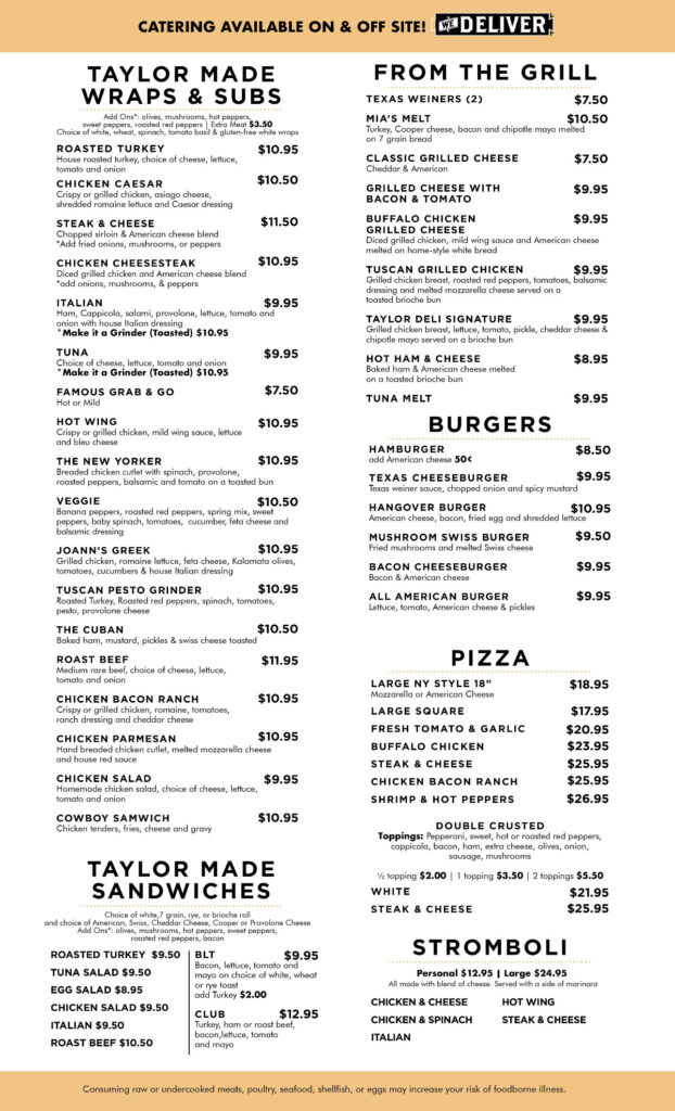 Taylor Deli | Deli Menu